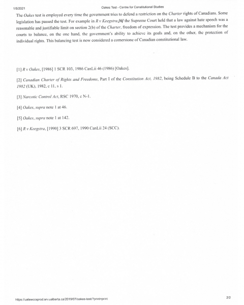Throwback Thursday:Charter of Rights and Freedoms and the Oakes Test ...